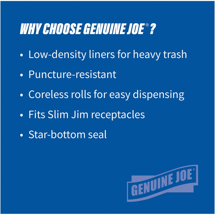 Genuine Joe Slim Jim 23-Gallon Can Liners, Medium Size, 43" x 28.5", L ...
