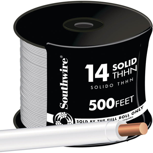 Southwire 500 Ft. 14 AWG Solid White THHN Electrical Wire – United ...