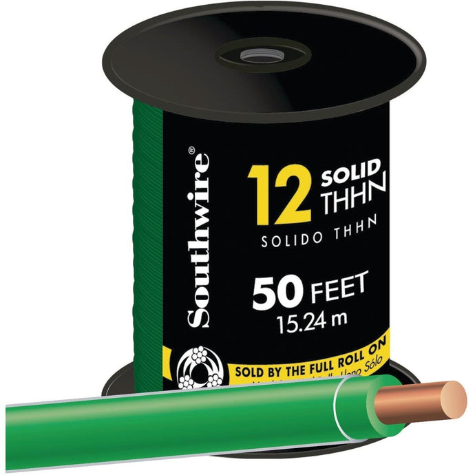 Southwire 50 Ft. 12 AWG Solid Green THHN Electrical Wire – United ...