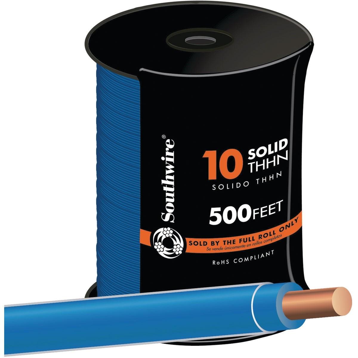 Southwire 500 Ft. 10 AWG Solid Blue THHN Electrical Wire – United ...